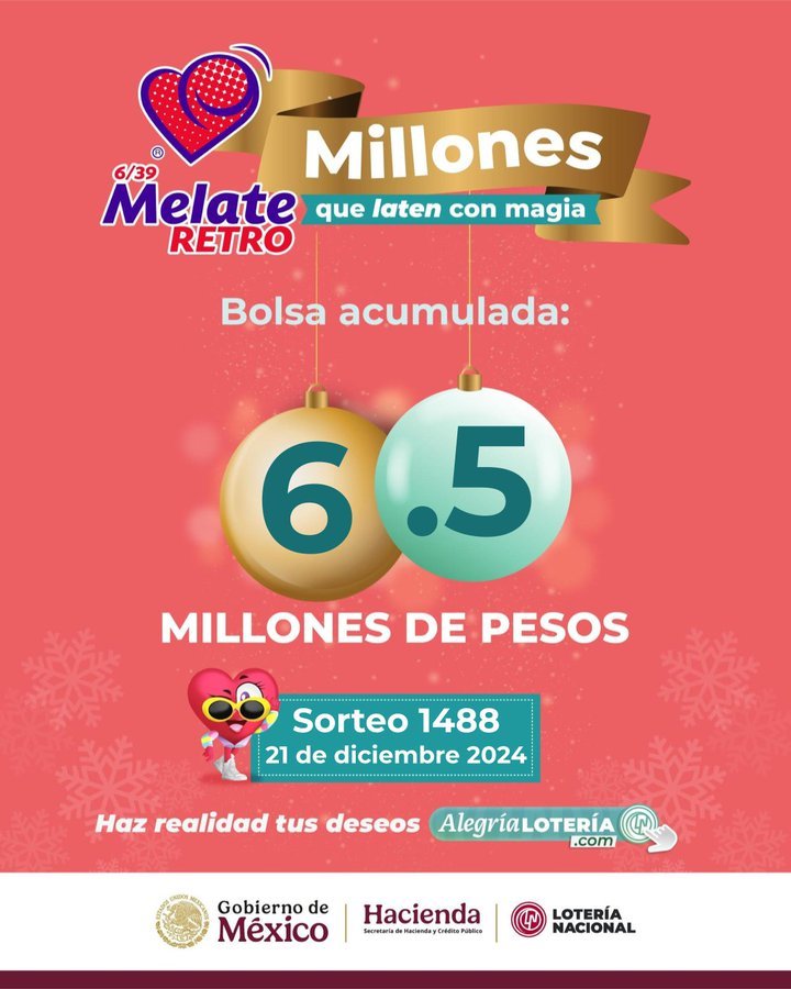 Resultados del Melate Retro hoy: números ganadores sorteo 1488 sábado ...