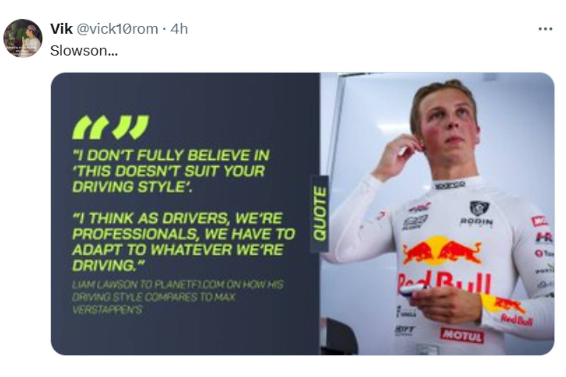 MEMES despedazan a 'Slowson': Liam Lawson, último en Sprint Shootout de ...