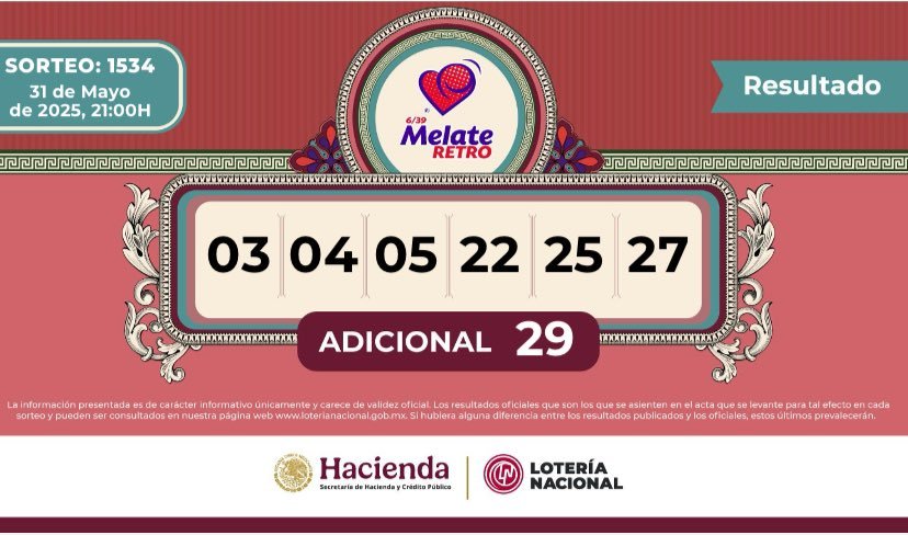 Resultados del Melate Retro hoy: números ganadores sorteo 1534 del ...